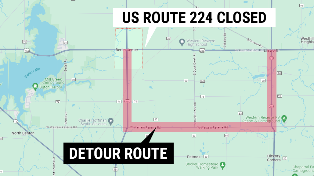 US Route 224 to close for culvert replacement in Berlin Township ...