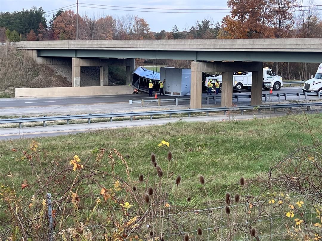 Lane restrictions in place after truck strikes Ohio Turnpike overpass ...