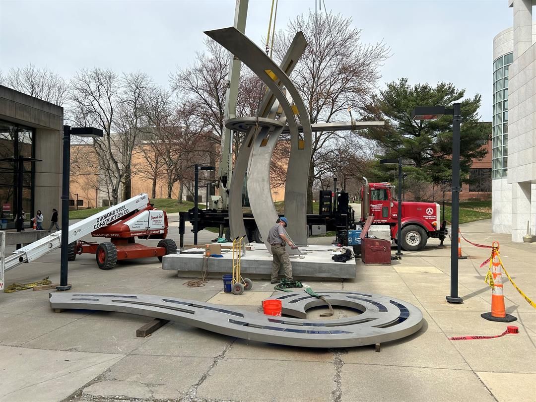 Iconic refurbished, refinished sculpture relocated at YSU - WFMJ.com