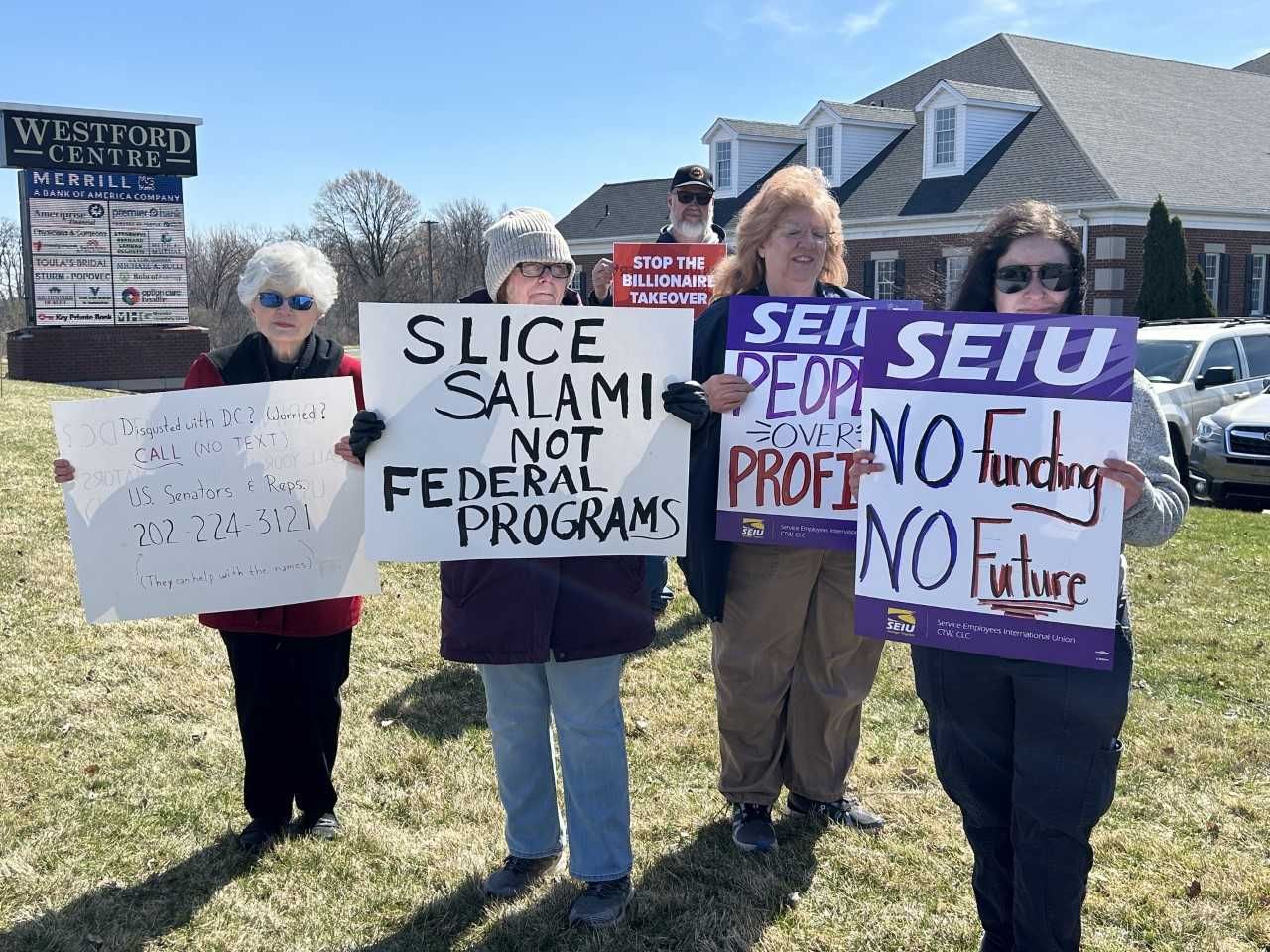 Protestors gather in Canfield to protest against Michael Rulli - WFMJ.com