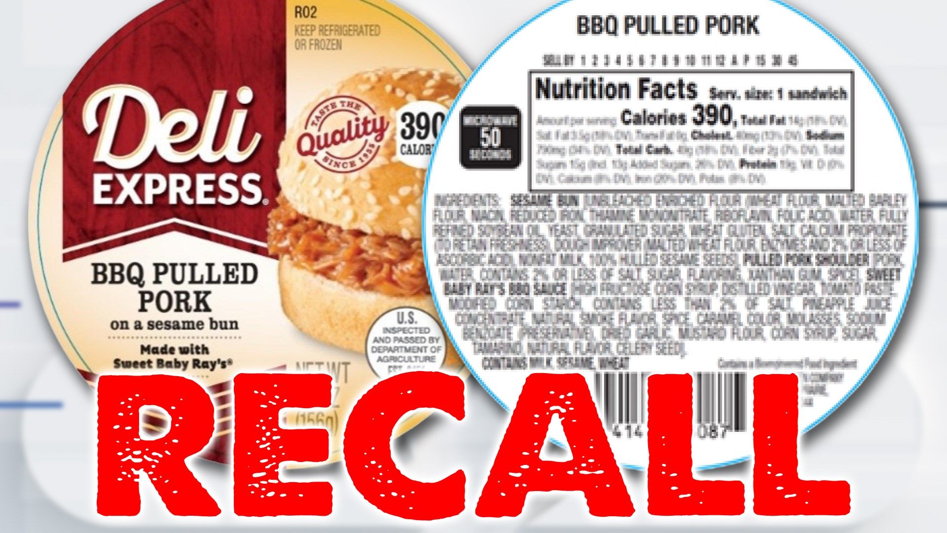 Pulled pork sandwiches recalled due to possible presence of plastic ...